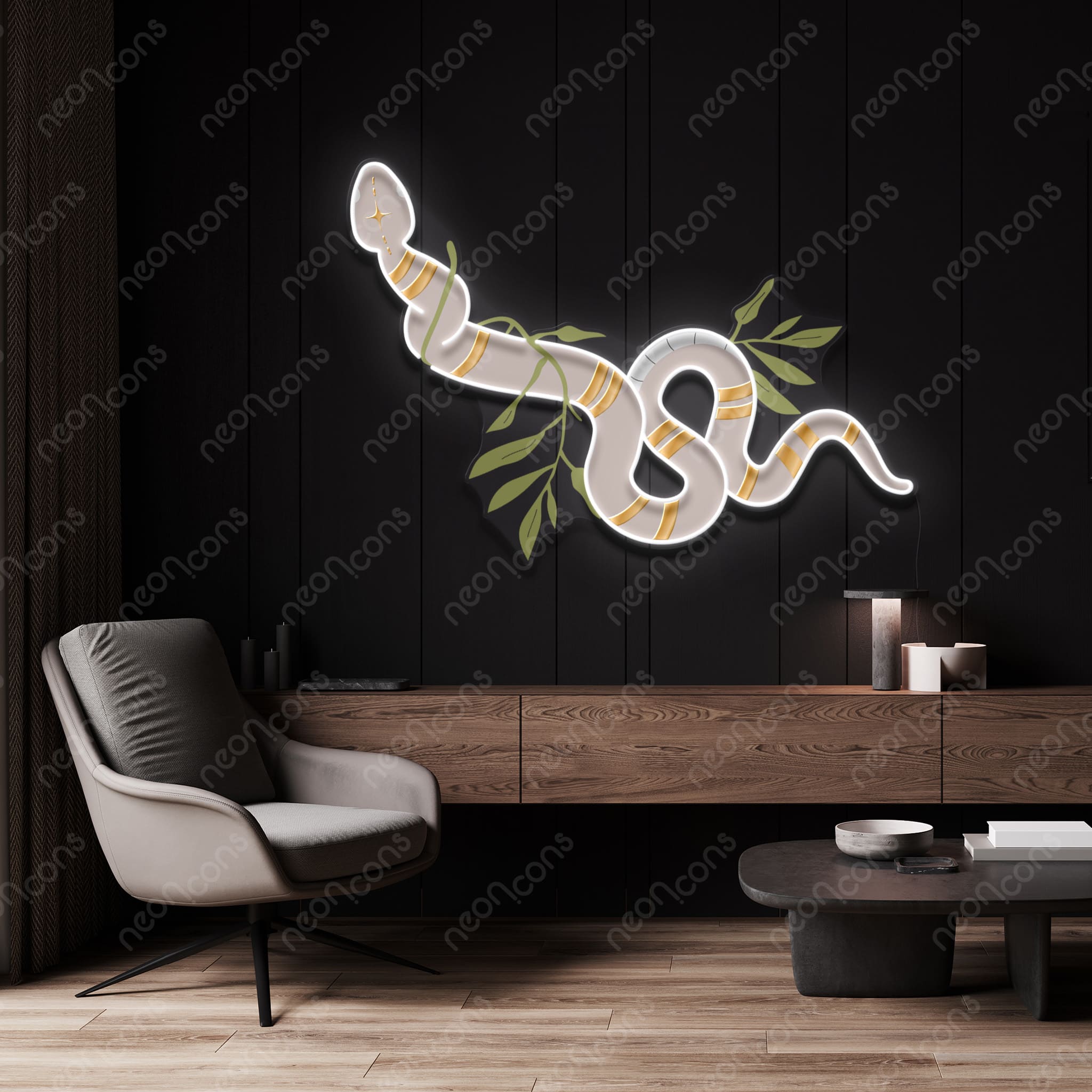 "Entangled Snake" LED Neon x Print x Reflective Acrylic – Neon Icons