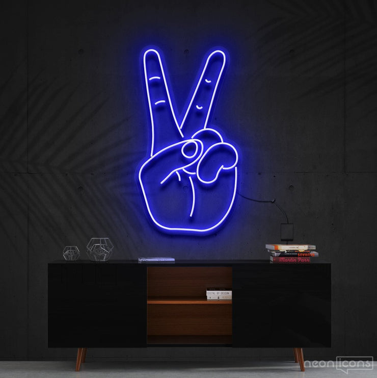 Neon Blue Peace Sign